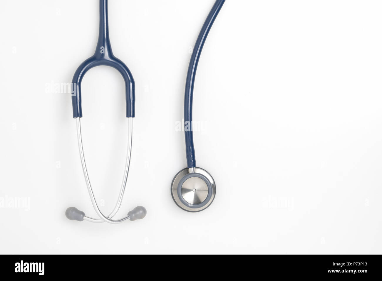 Stethoscope isolated on white background, Top view blue stethoscope on ...
