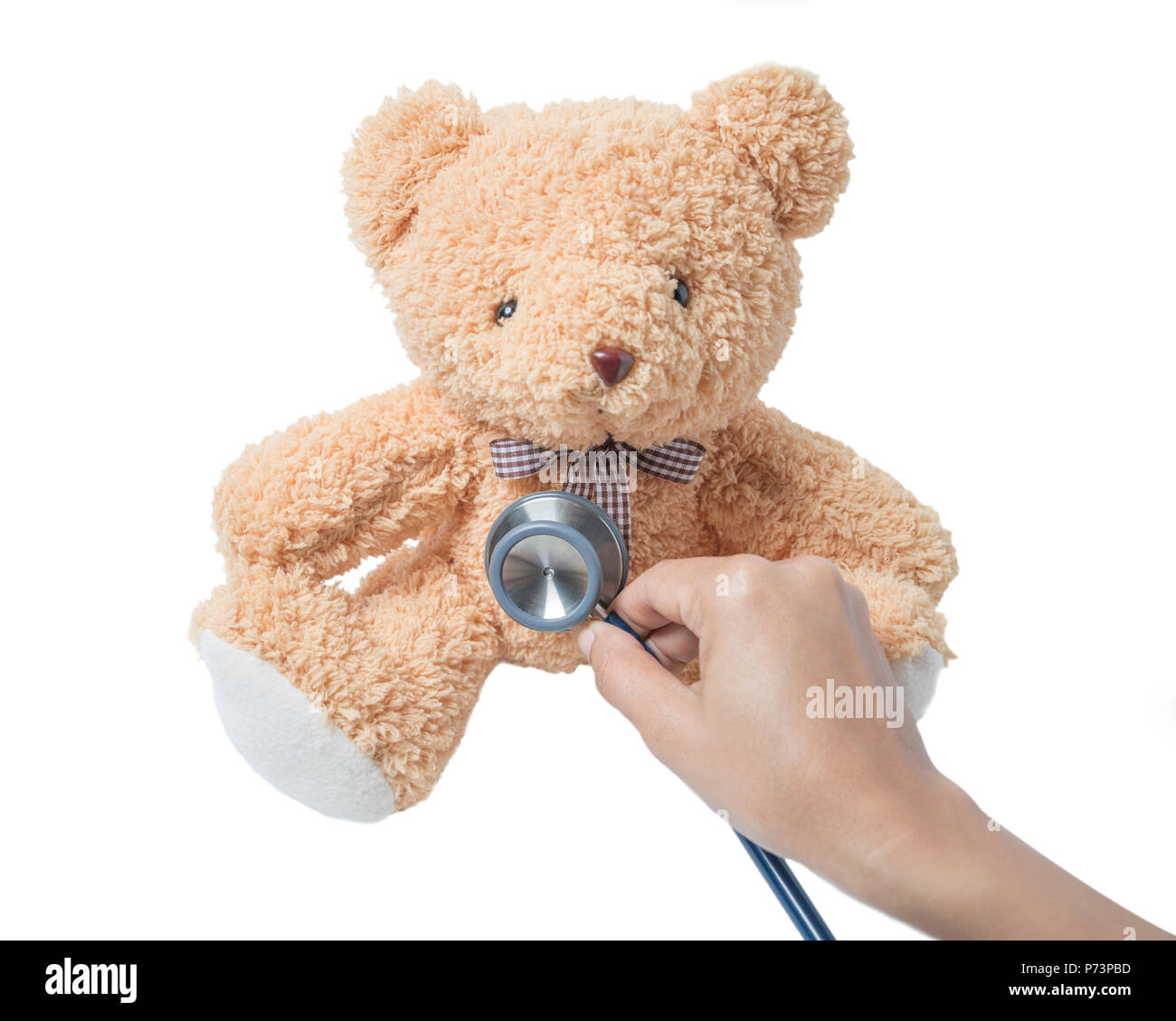 Health care teddy bear heart stethoscope isolated on white background ...