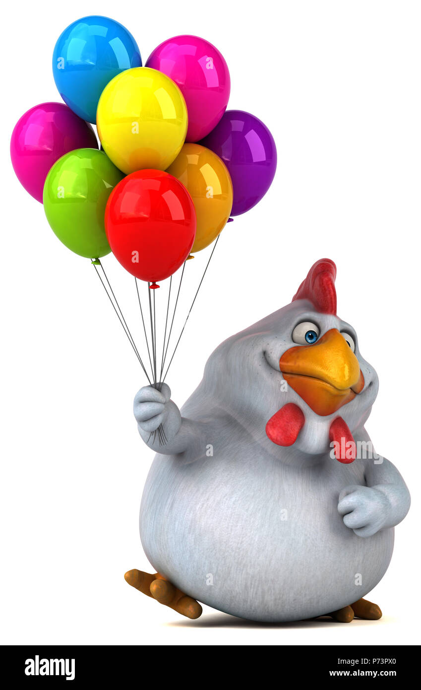 Fun chicken - 3D Illustration Stock Photo - Alamy