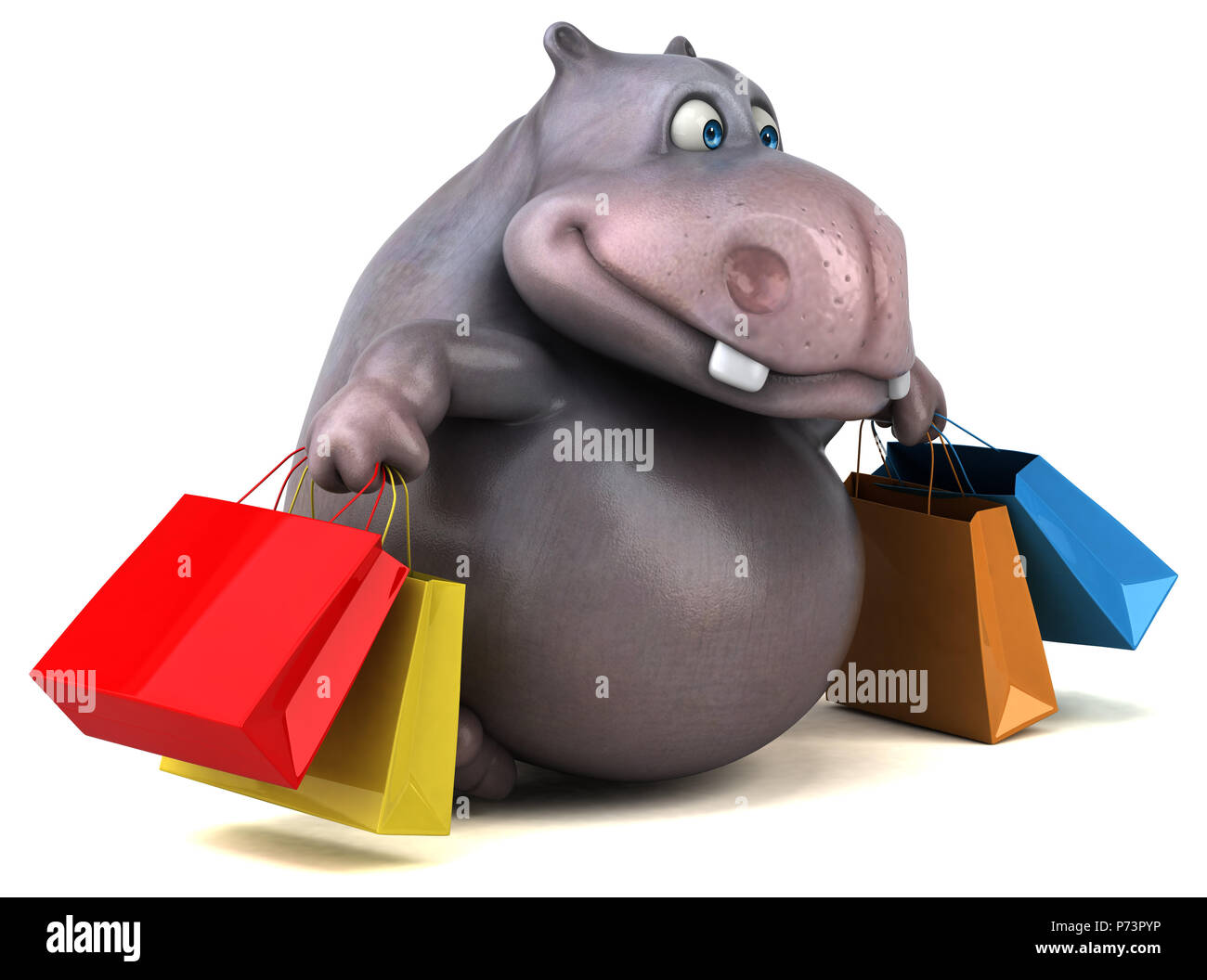 Fun hippo - 3D Illustration Stock Photo - Alamy