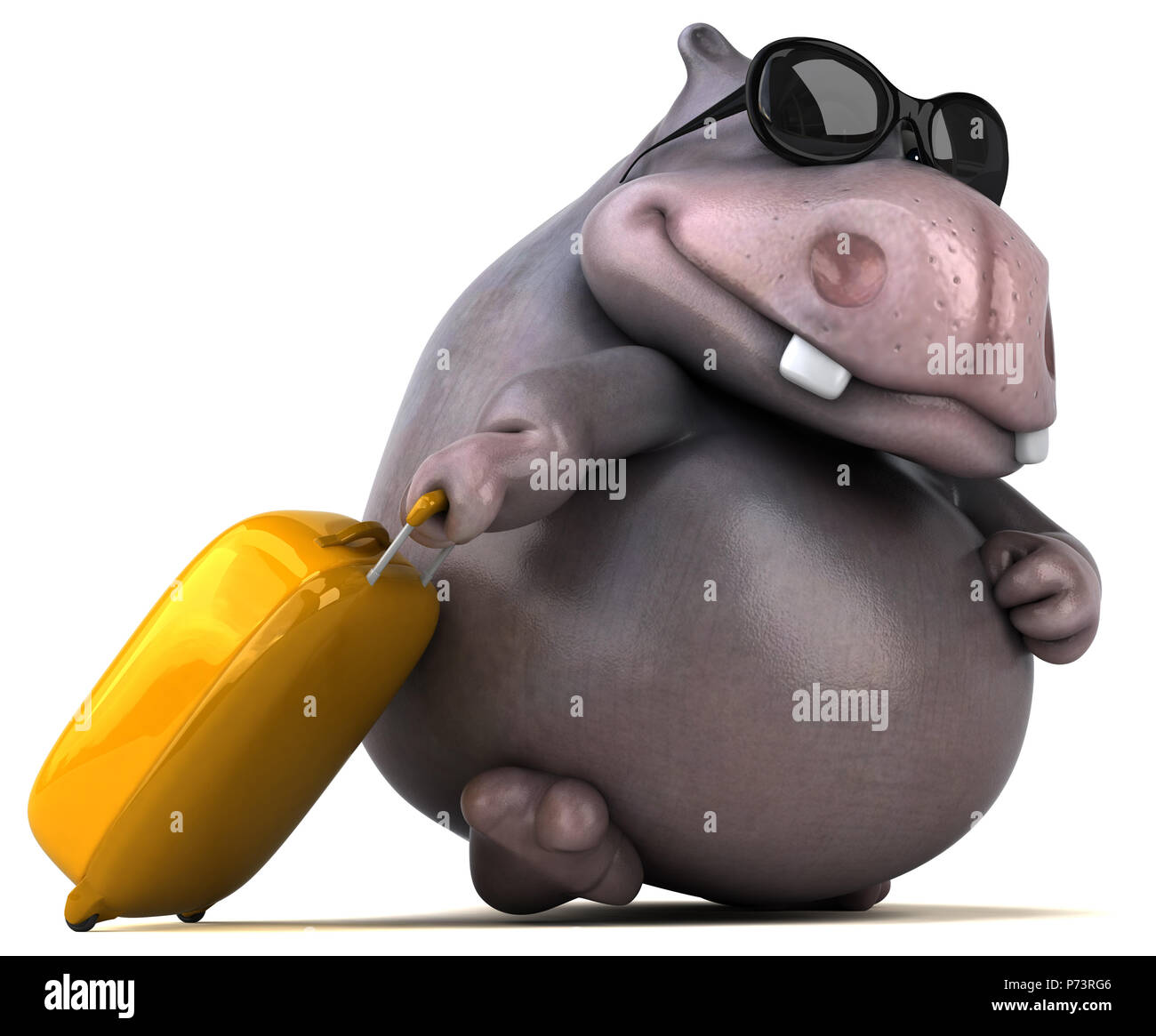 Fun hippo - 3D Illustration Stock Photo - Alamy