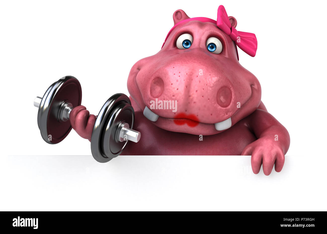 Pink Hippo - 3D Illustration Stock Photo - Alamy