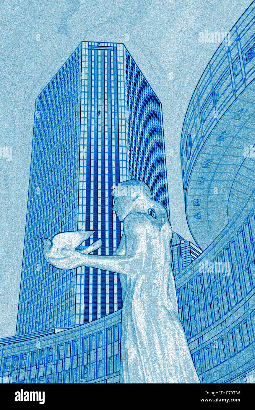 statue outside Tokyo Metropolitan Government Buildings, Shinjuku, Tokyo ...