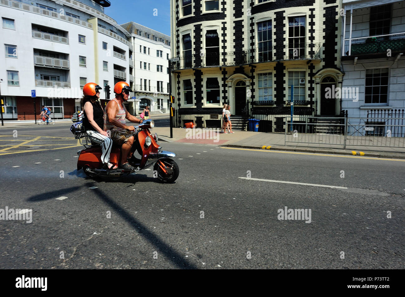 Moped with passenger in Brighton, English Seaside Town, Brighton & Hove ...