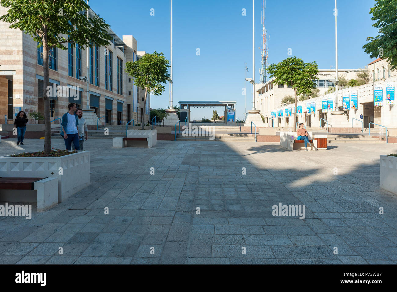 Israel, Jerusalem - 24 June 2018: Jerusalem city hall on Safra square ...