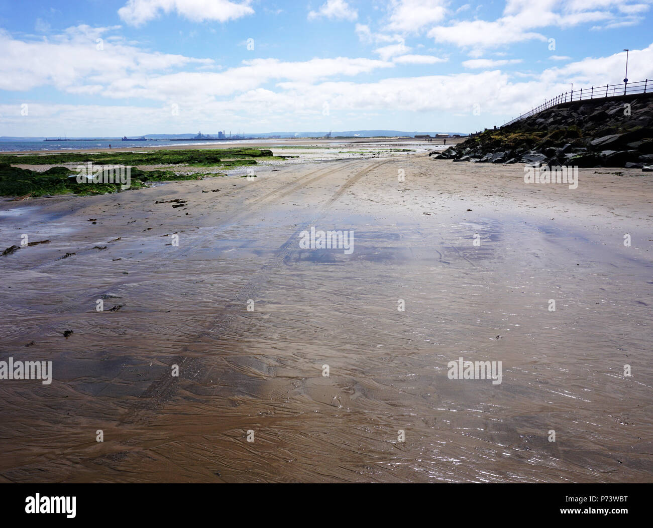 Beach at Seaton Carew Hartlepool England on a Summer Day Tide Going Out ...
