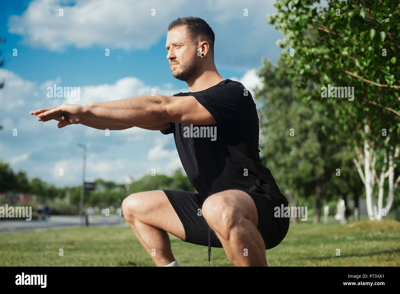 Man squatting exercises not woman hi-res stock photography and images ...