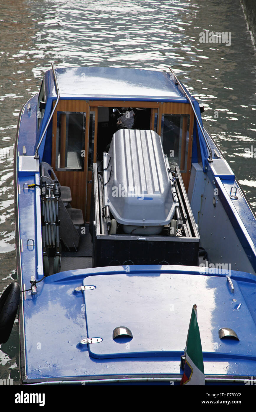 Funeral Hearse Boat With Casket in Venice Canal Stock Photo - Alamy