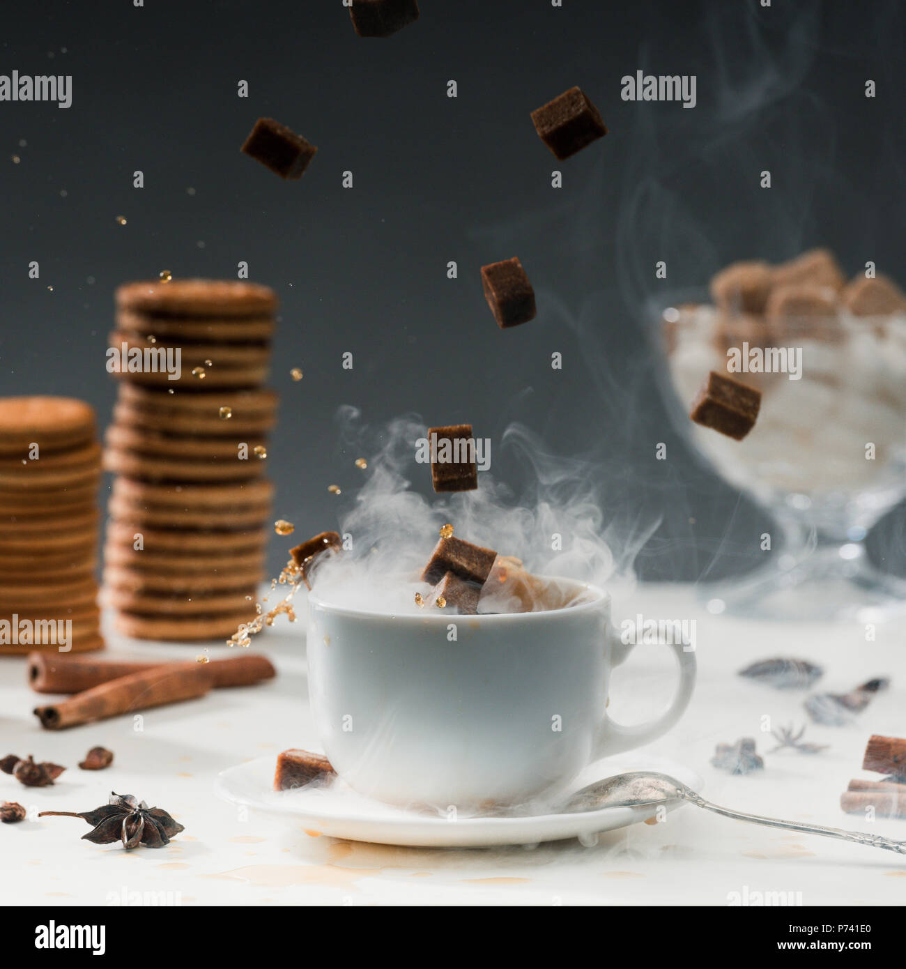 Fresh coffee drops falling cup hi-res stock photography and images - Alamy