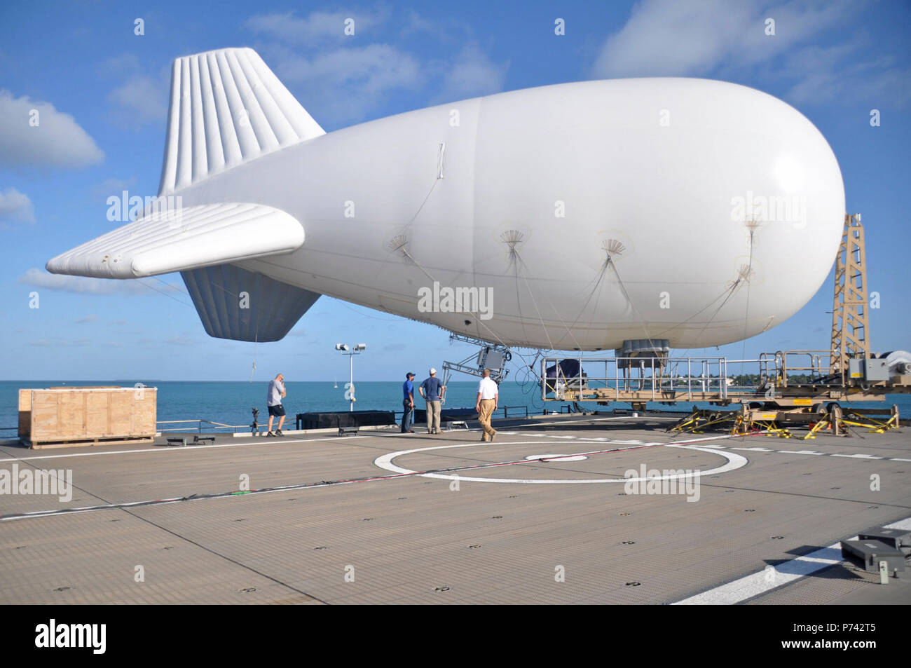 A TIF-25K tethered aerostat system is positioned on the high speed ...