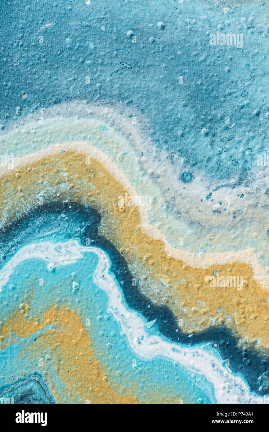 abstract background with light blue and yellow acrylic paint Stock ...