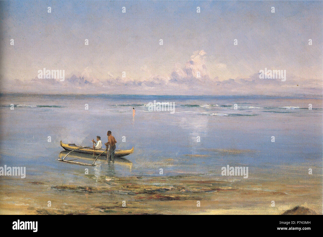 English: Ala Moana Beach by Alfred Richard Gurrey, Sr., oil on canvas ...