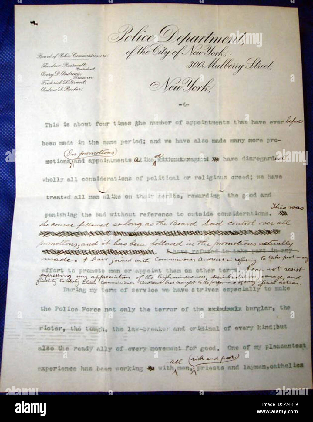 This is page four of Theodore Roosevelt's resignation letter to the ...