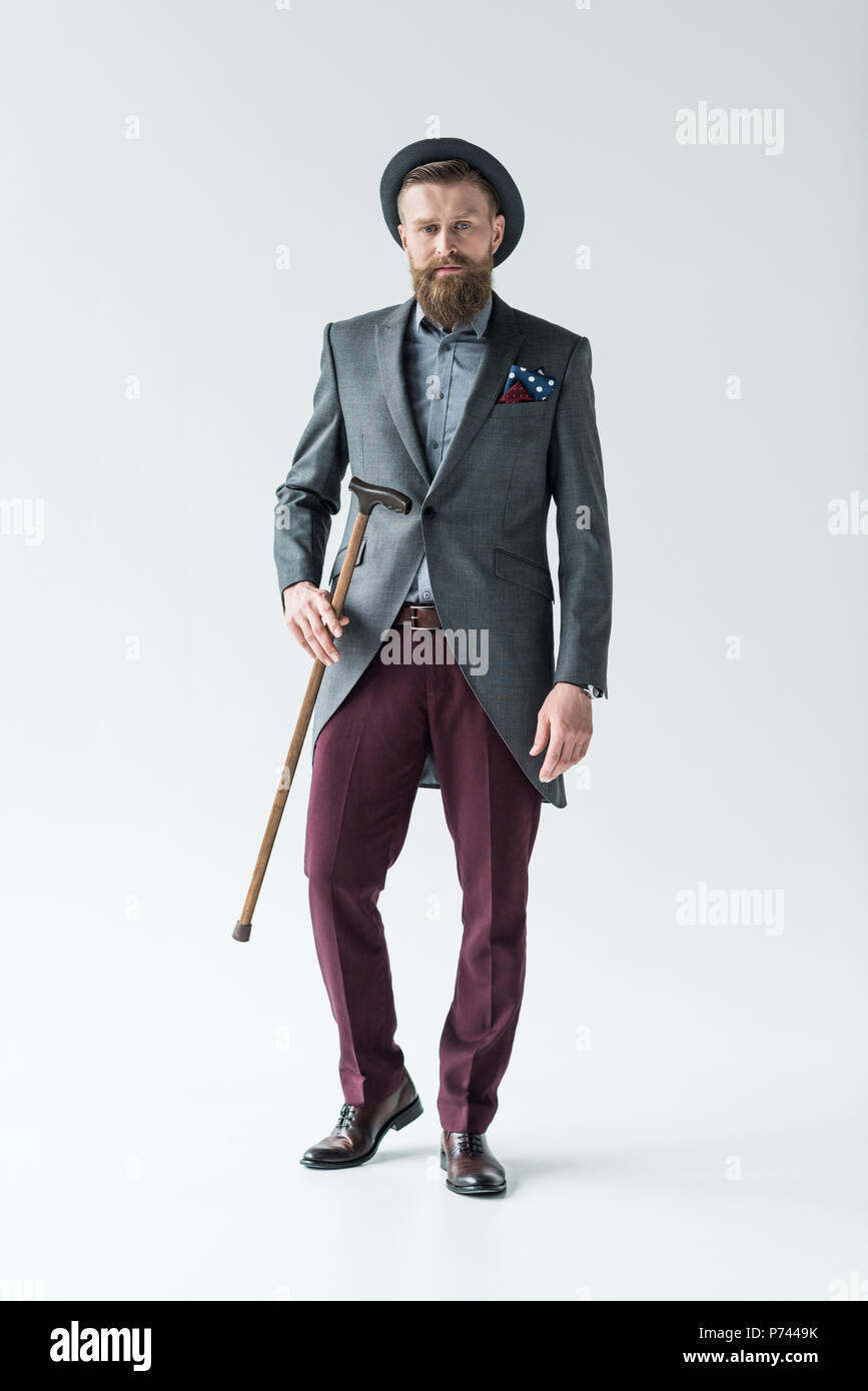 Stylish man hat holding cane hi-res stock photography and images - Alamy