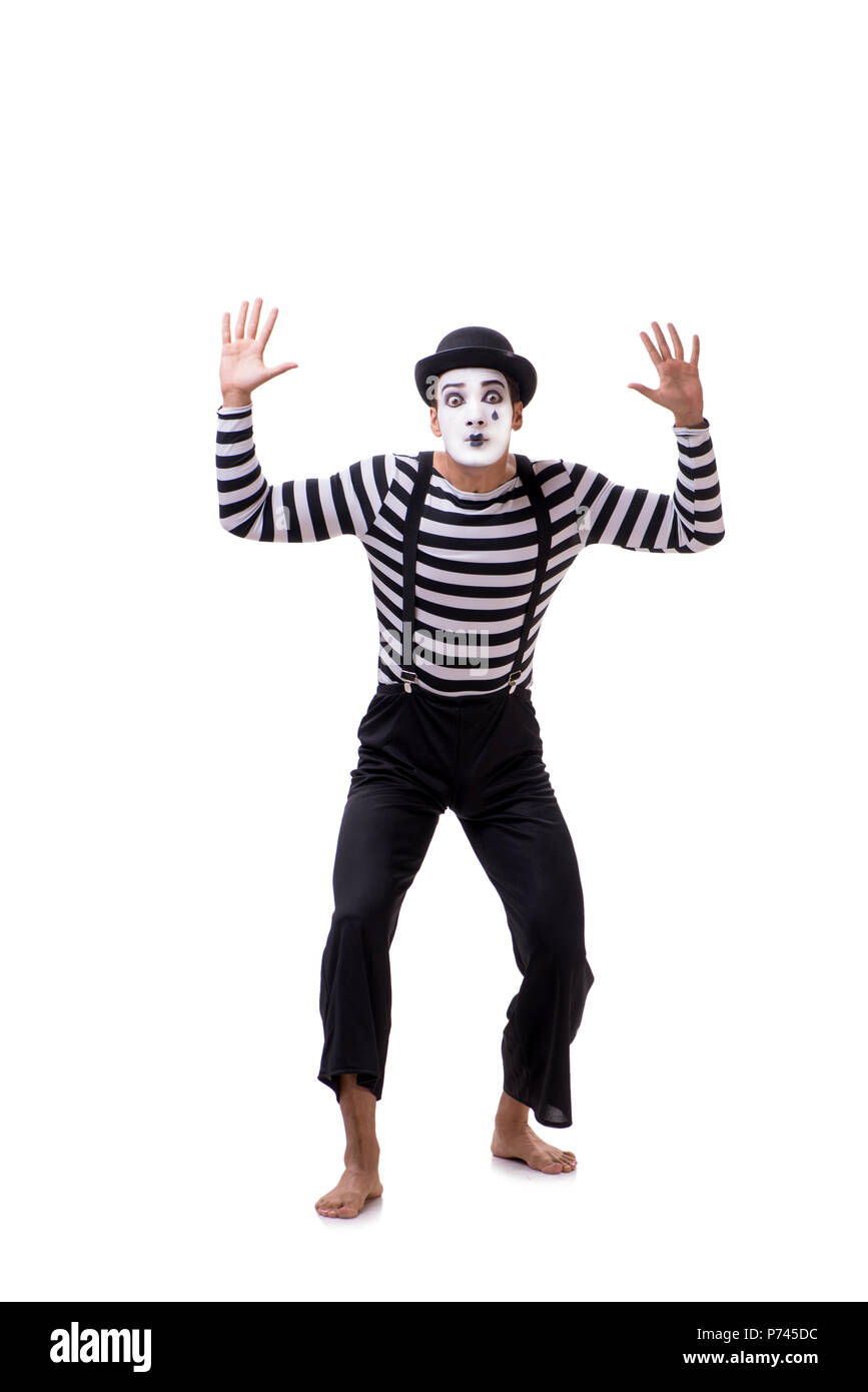 Young mime isolated on white background Stock Photo - Alamy