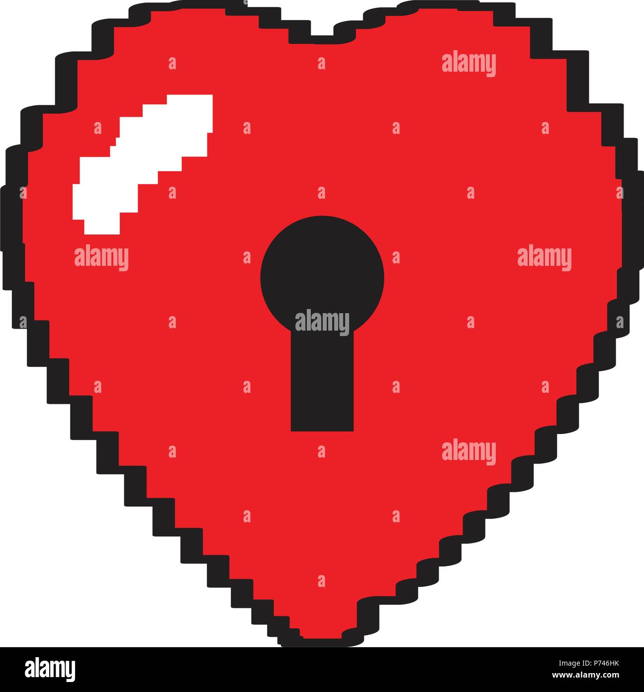 Isolated pixelated locked heart icon Stock Vector Image & Art - Alamy