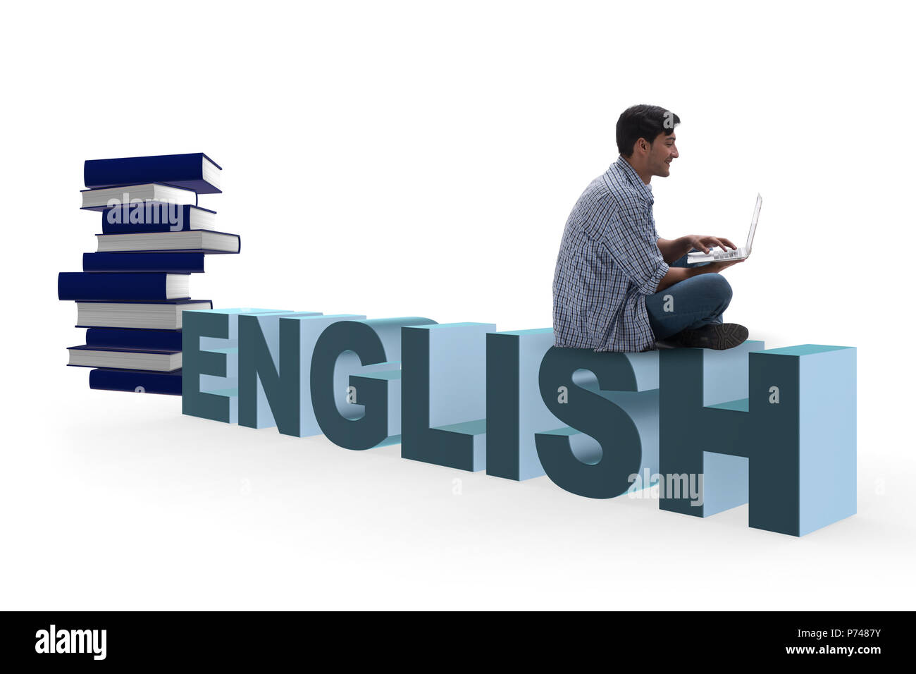 Young man in english studying learning concept Stock Photo - Alamy