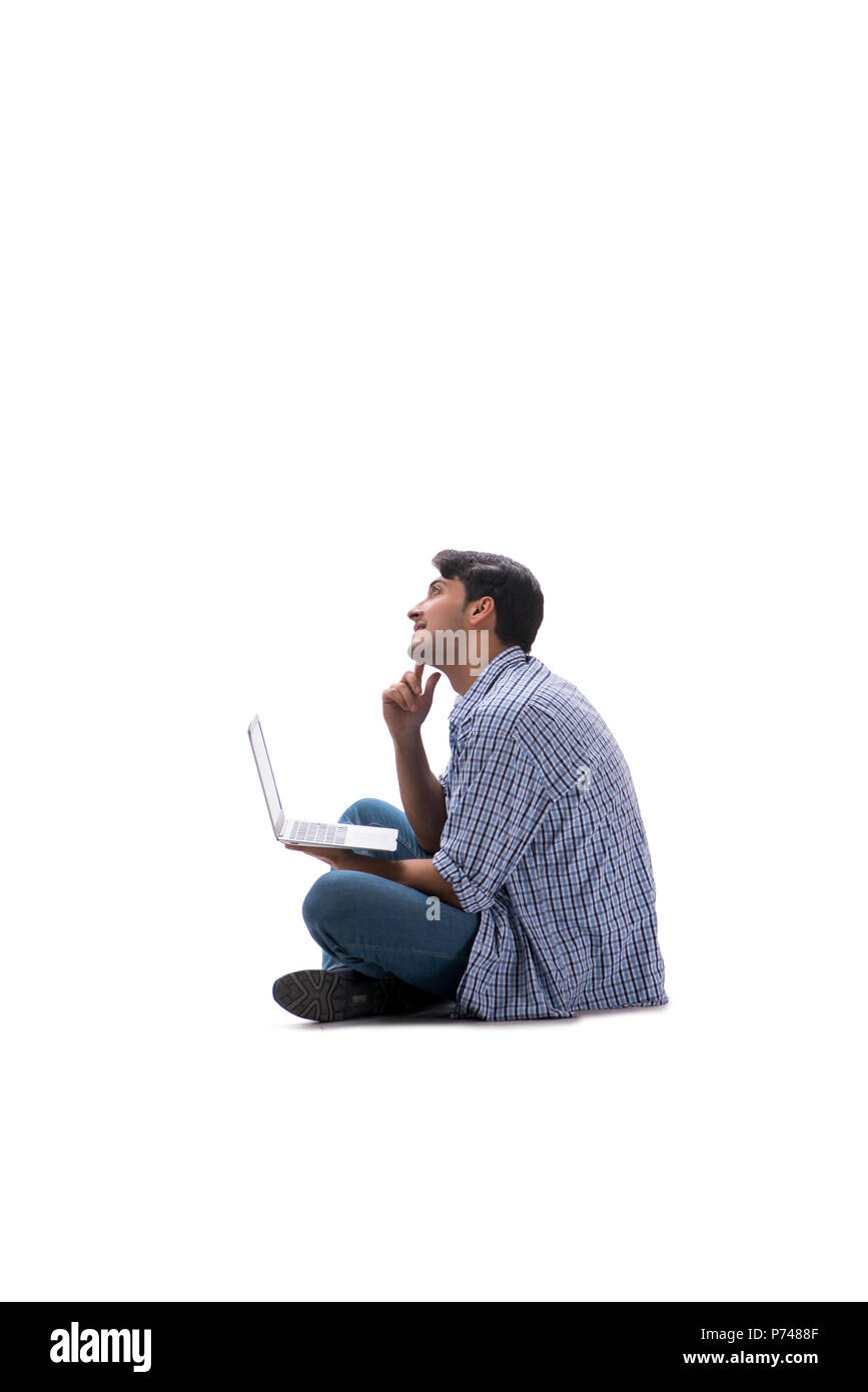 Teen student studying on computer Cut Out Stock Images & Pictures - Alamy