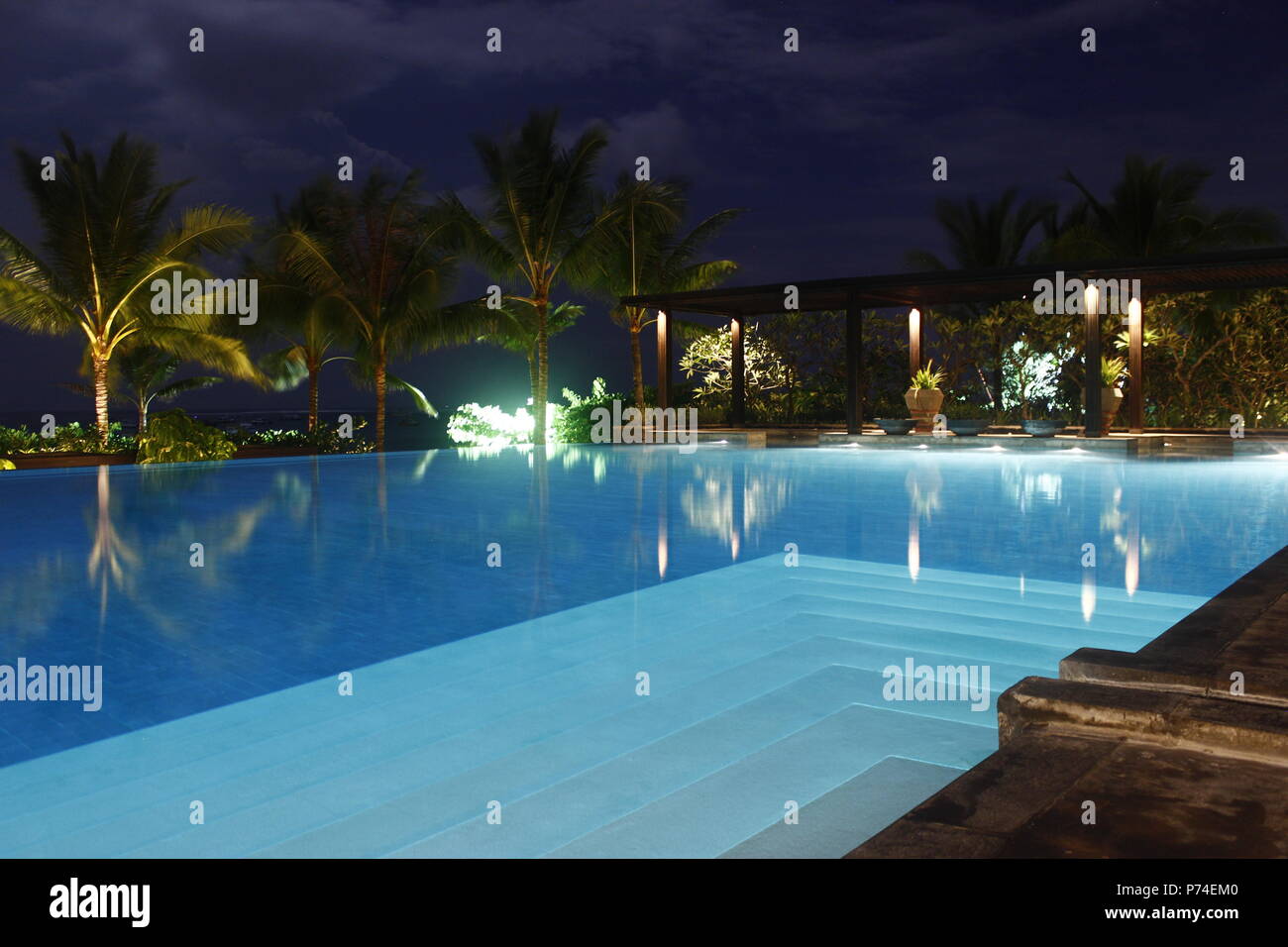 Swimming pool night view Stock Photo - Alamy