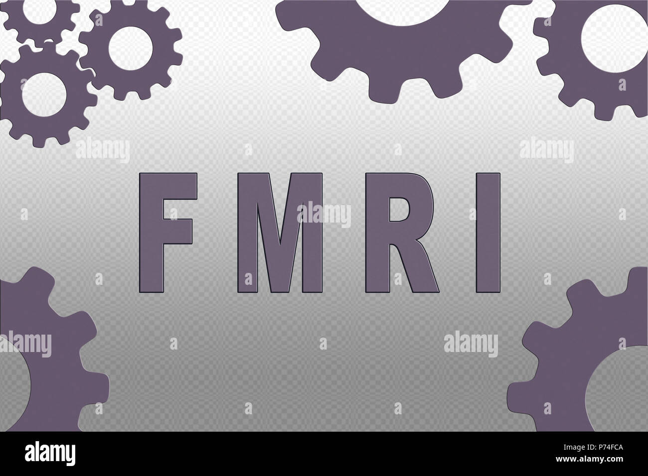 FMRI sign concept illustration with pale purple gear wheel figures on ...