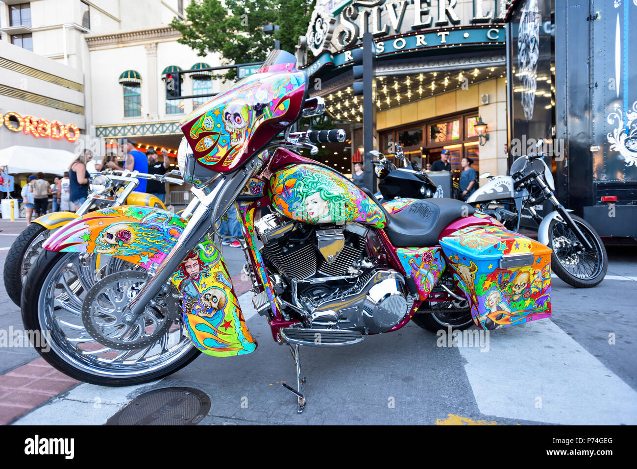 Custom built motorcycle on the Reno Strip Stock Photo - Alamy
