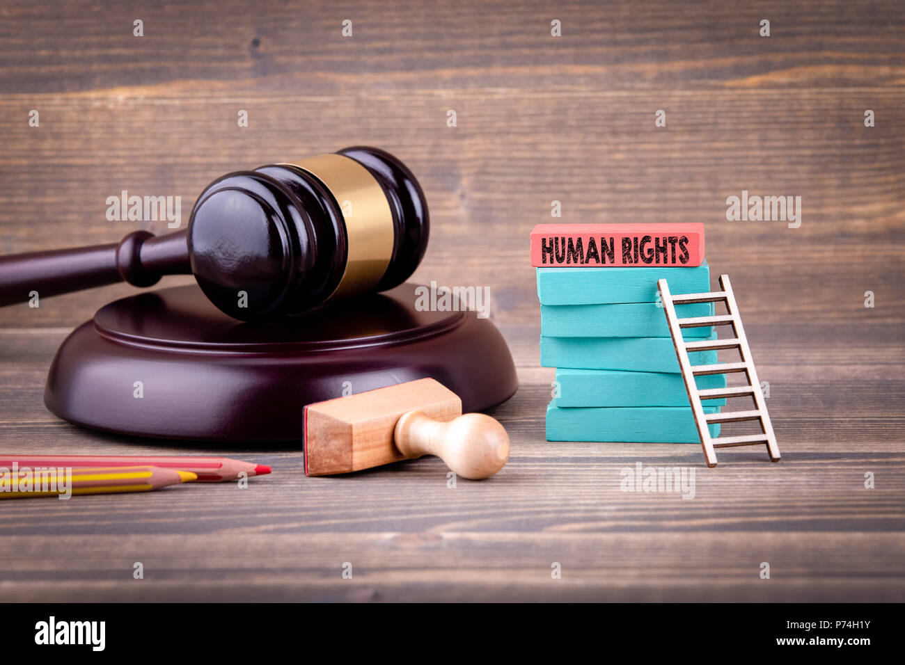 Human rights, Court and Law concept. Colorful Wooden Blocks Stock Photo ...