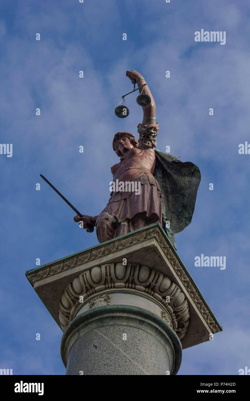 FLORENCE, ITALY - NOVEMBER 25 2015: Architectural detail of Justice ...