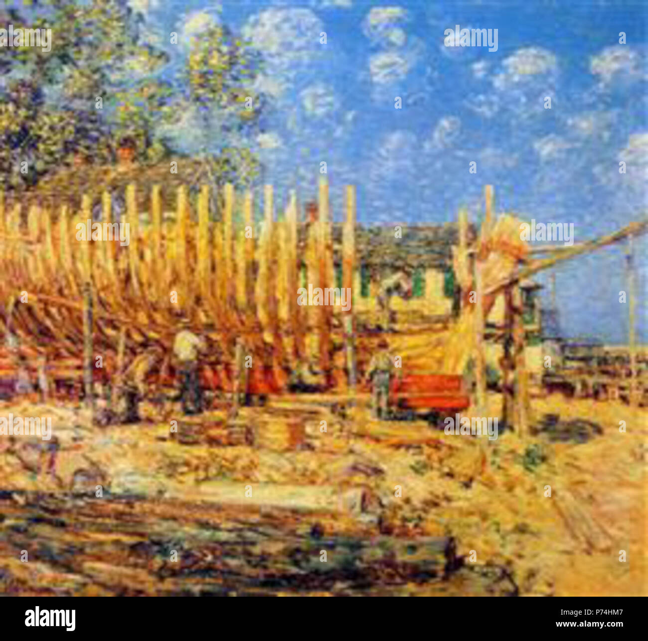 Work by Childe Hassam . before 1935 135 Hassam - building-a-schooner ...