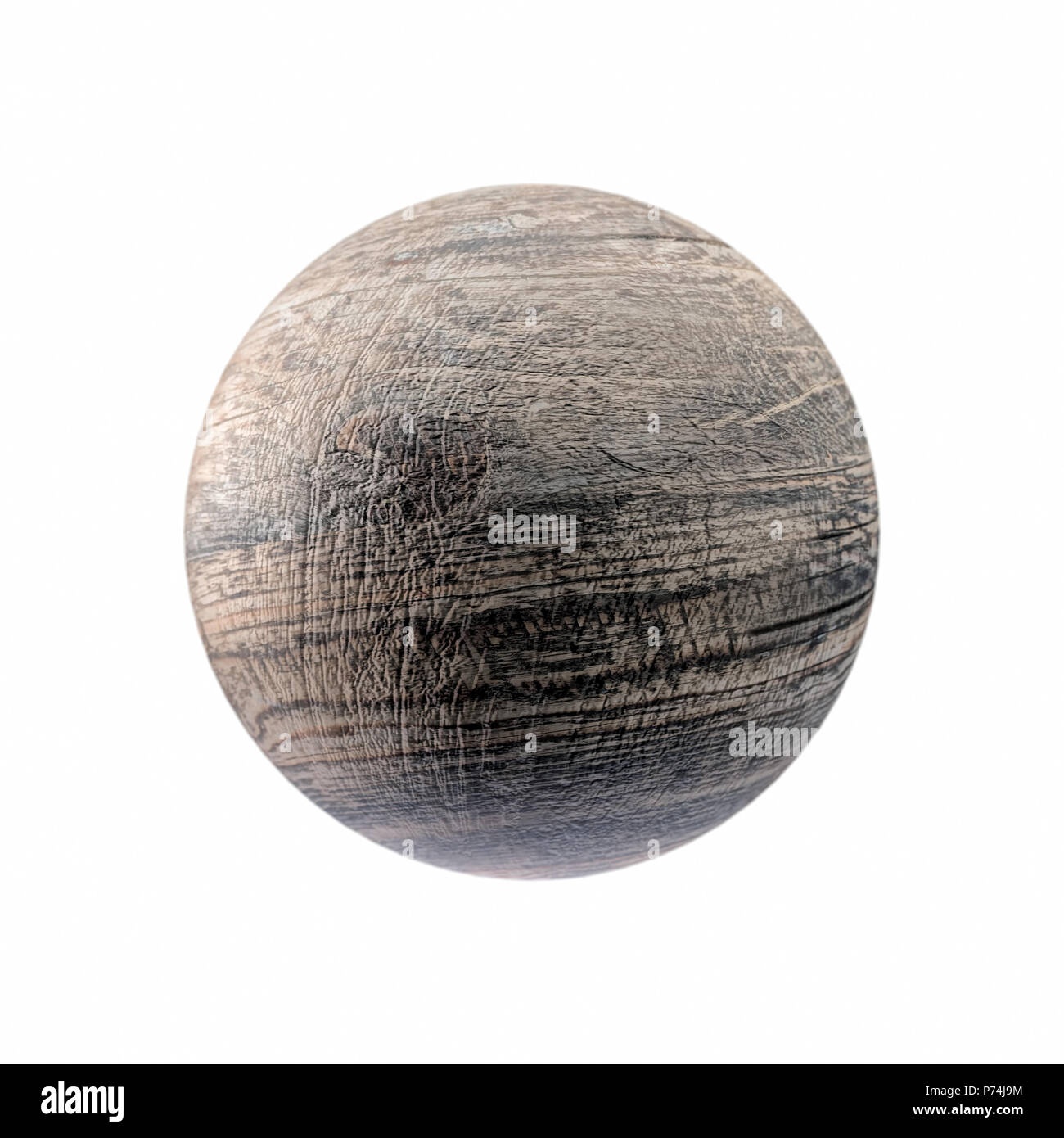 3D render of old rustic wooden sphere on white Stock Photo - Alamy