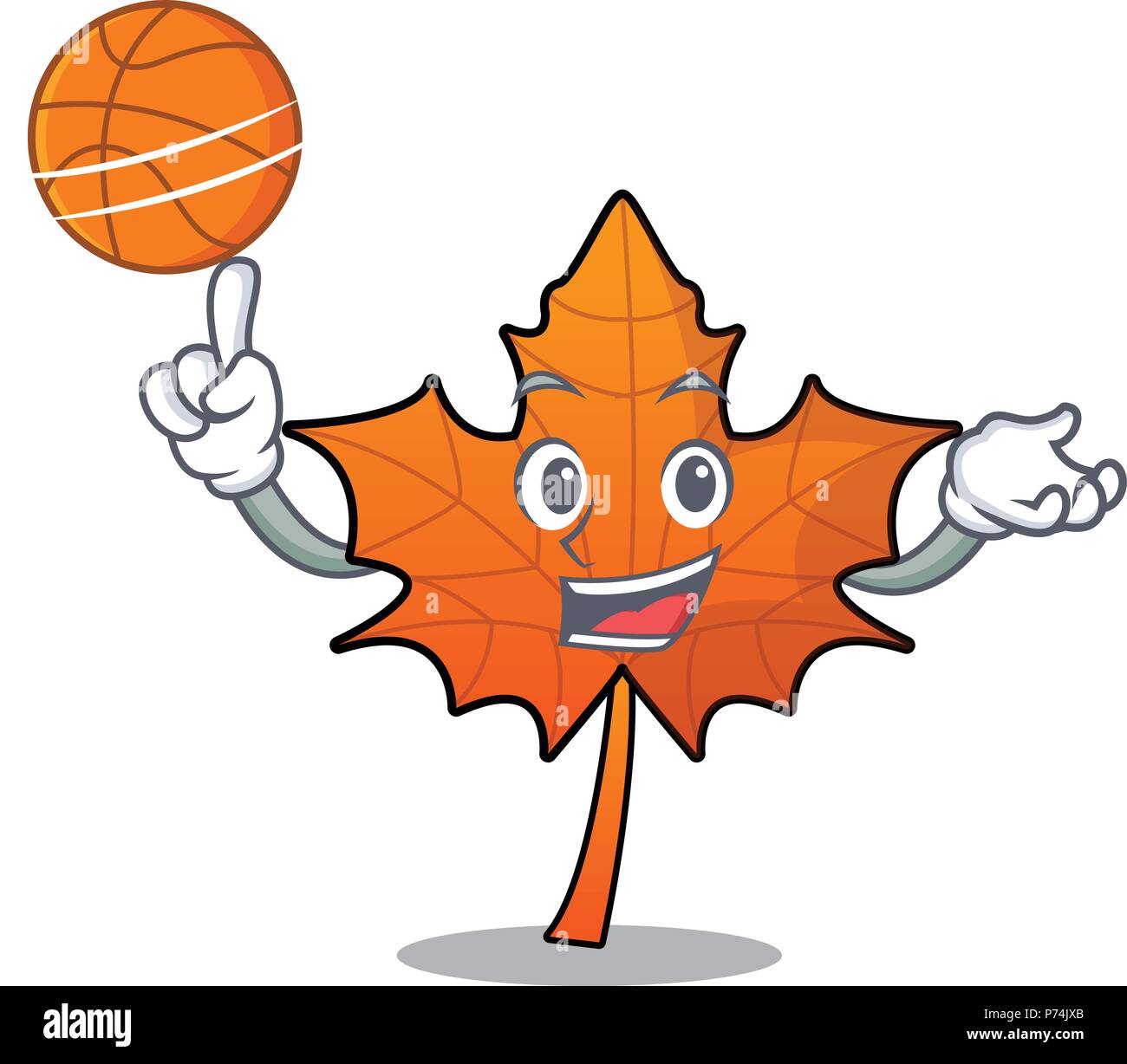 With basketball red maple leaf character cartoon Stock Vector Image ...