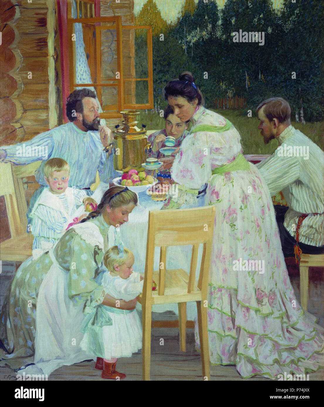 English: Boris Kustodiev's painting 'On terrace'. : ' '. . 1906 174 On ...