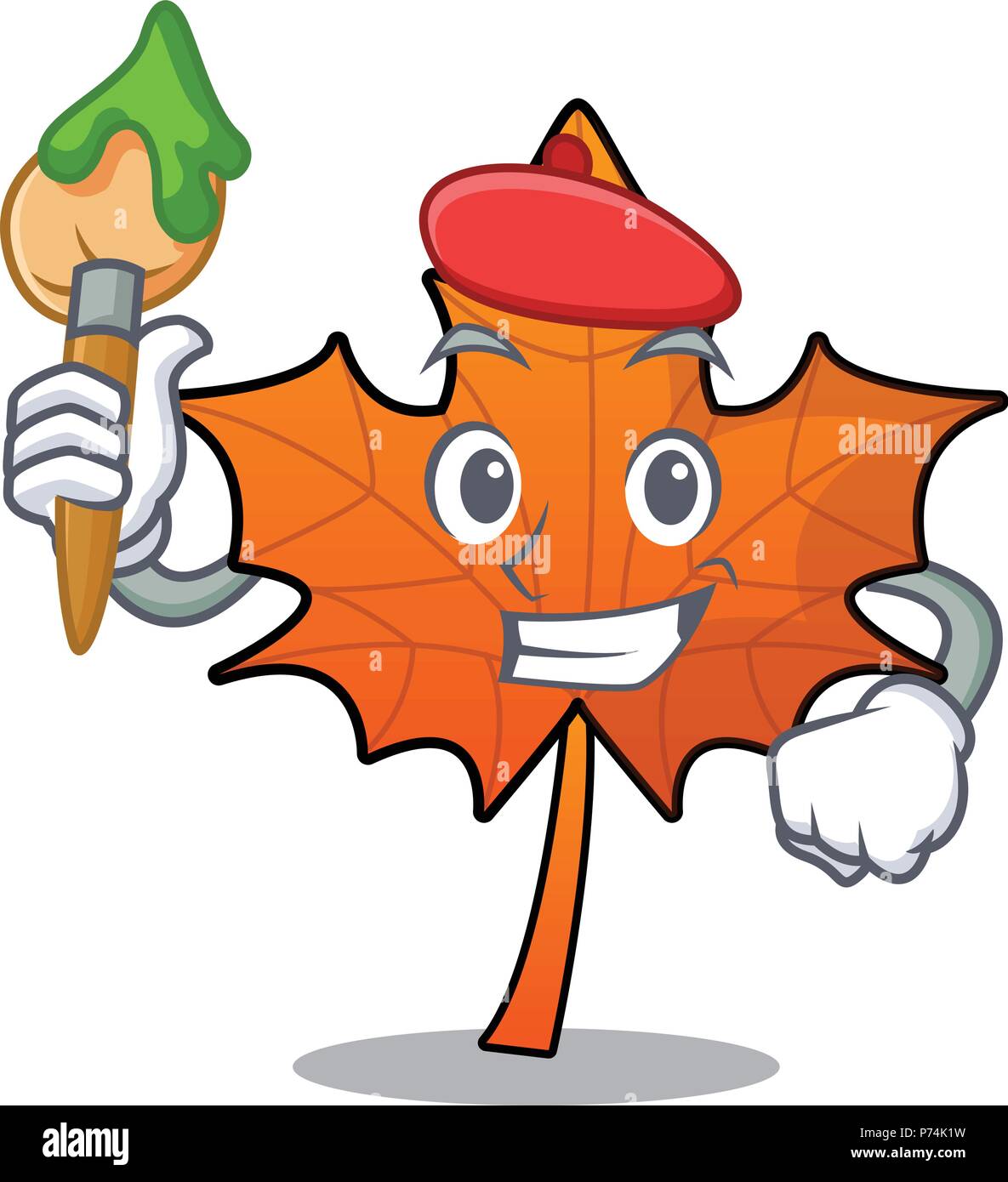 Artist red maple leaf character cartoon Stock Vector Image & Art - Alamy