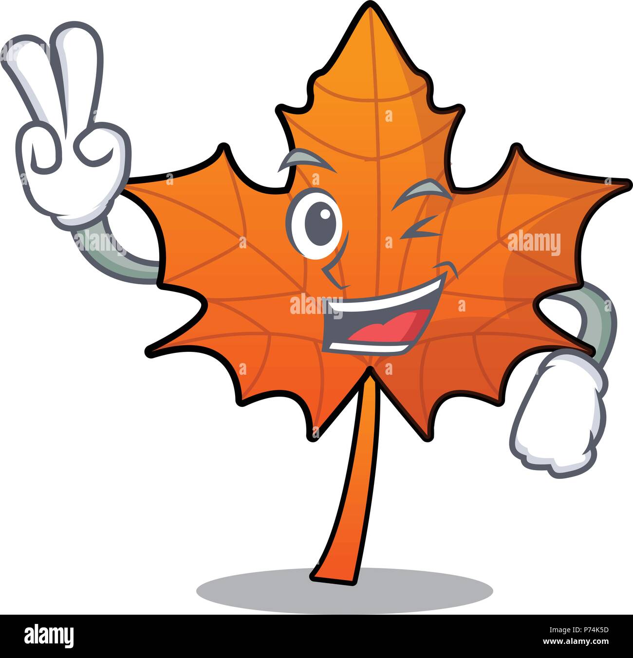 Two finger red maple leaf character cartoon Stock Vector Image & Art ...