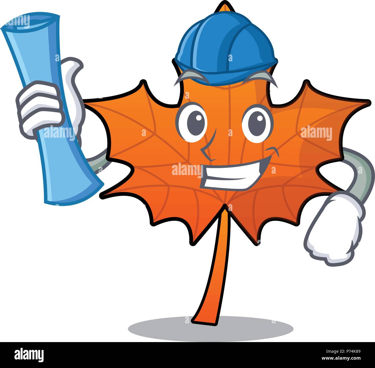 Architect red maple leaf character cartoon Stock Vector Image & Art - Alamy