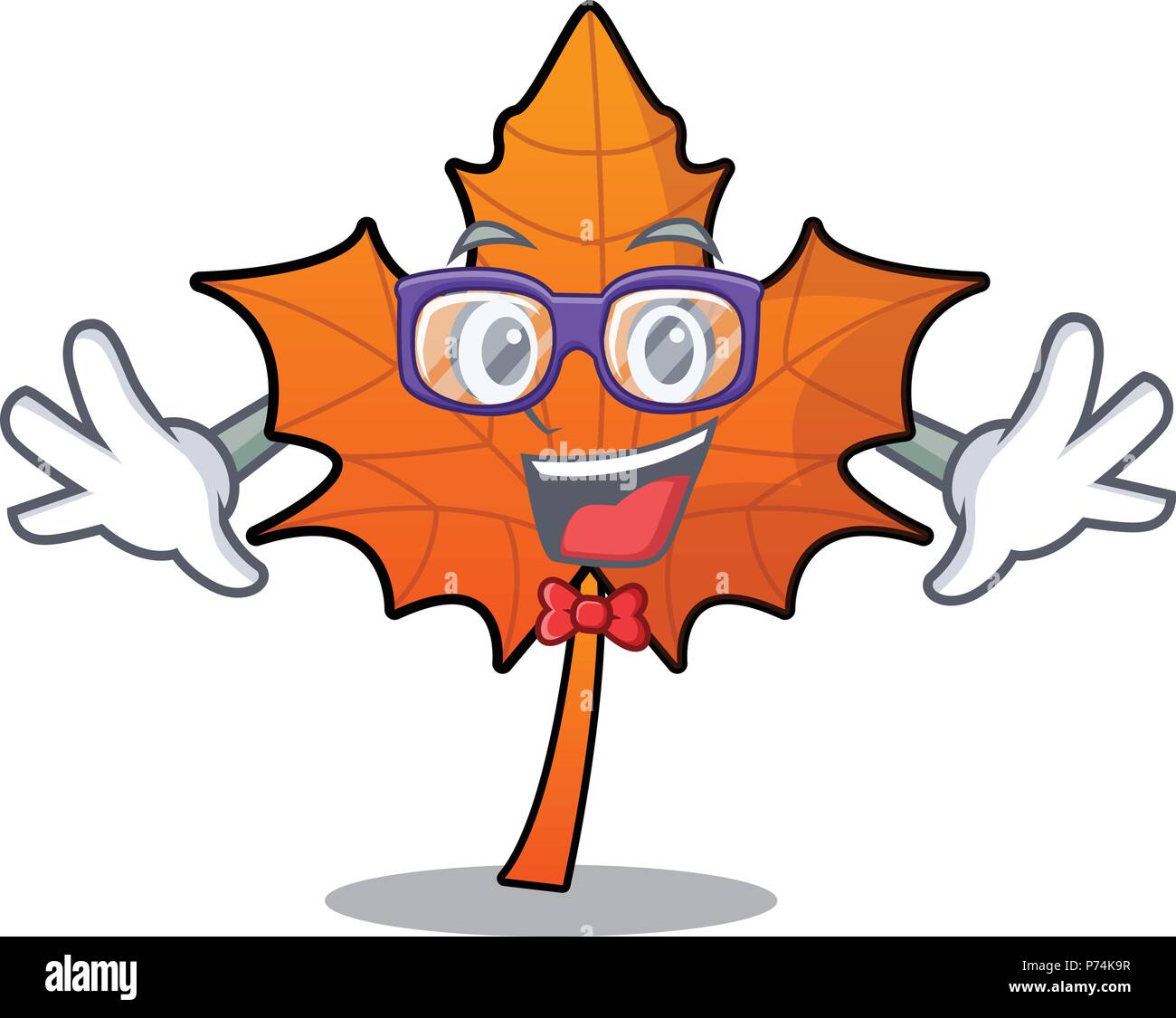 Geek red maple leaf character cartoon Stock Vector Image & Art - Alamy