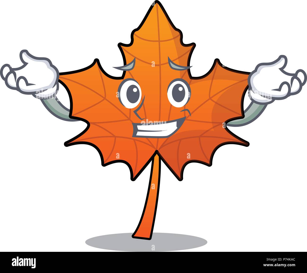 Grinning red maple leaf character cartoon Stock Vector Image & Art - Alamy