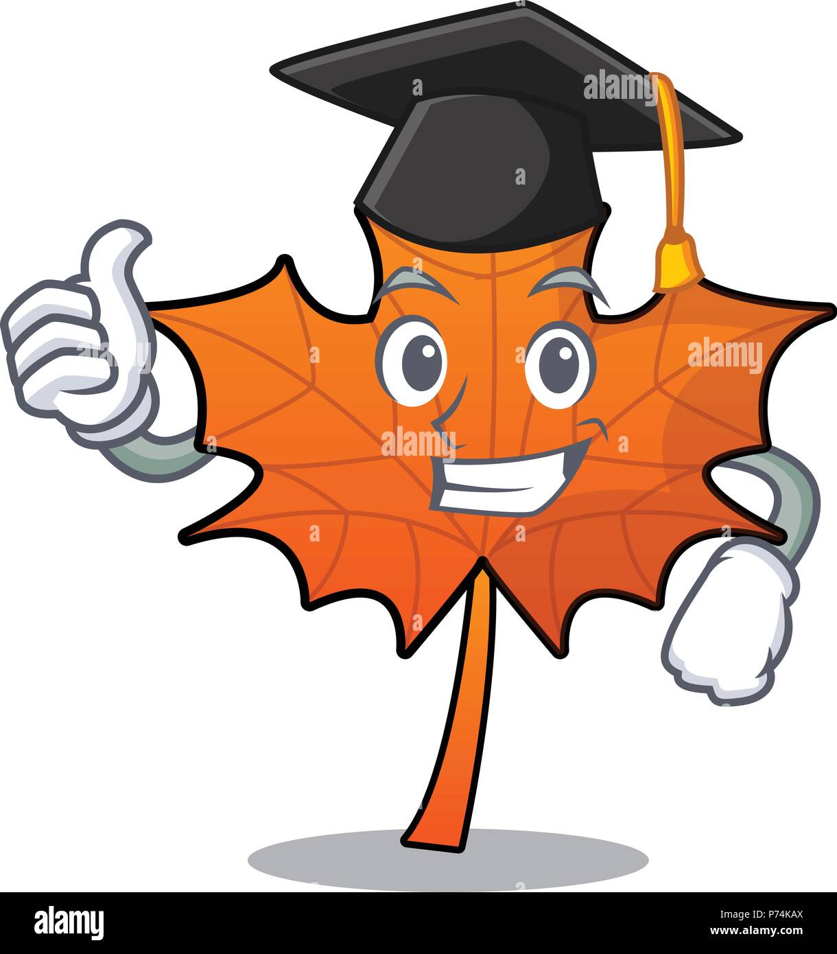 Graduation red maple leaf character cartoon Stock Vector Image & Art ...
