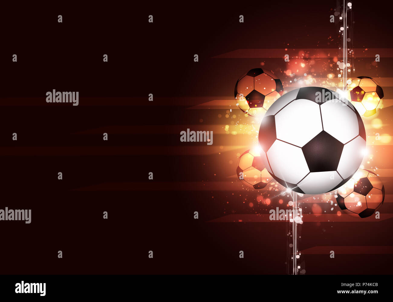 active sport bright golden background with a football ball Stock Photo ...