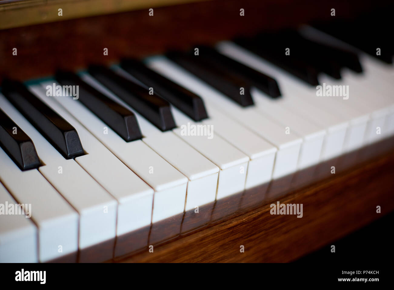 Piano keys ,side view of instrument musical tool Stock Photo - Alamy