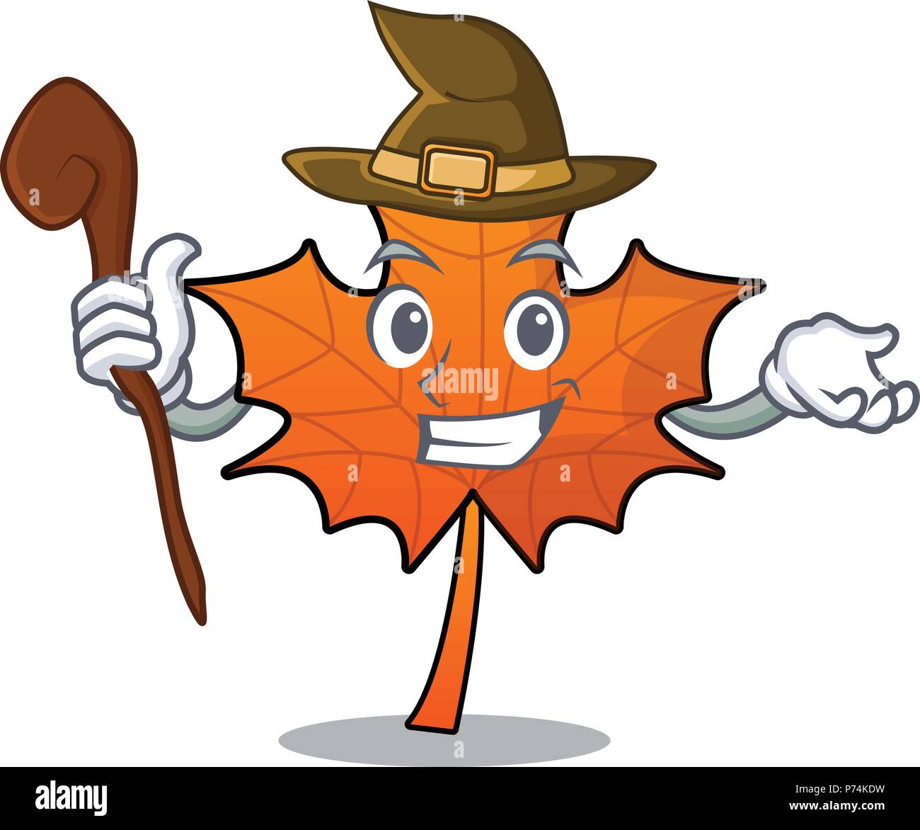 Witch red maple leaf mascot cartoon Stock Vector Image & Art - Alamy