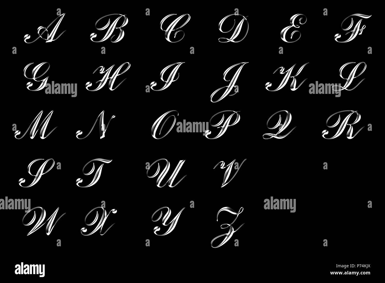 Silver Fancy Alphabet