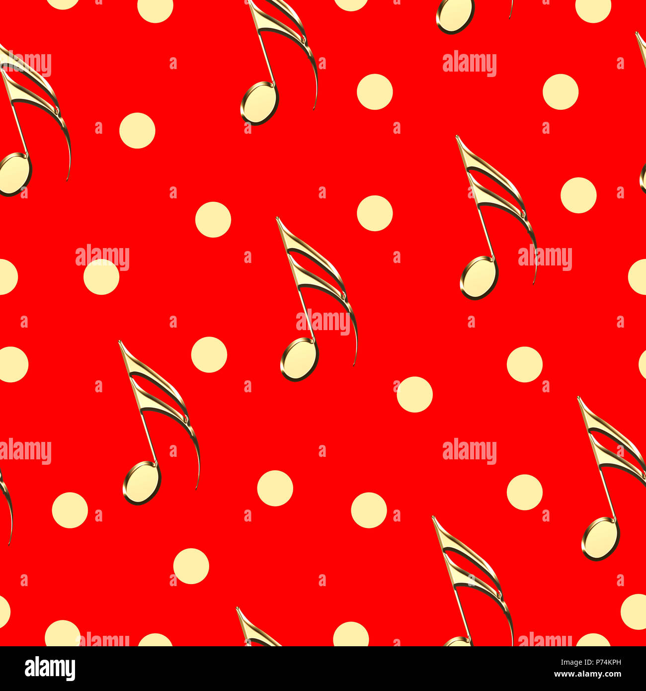 seamless pattern with gold musical notes on red background - musical ...