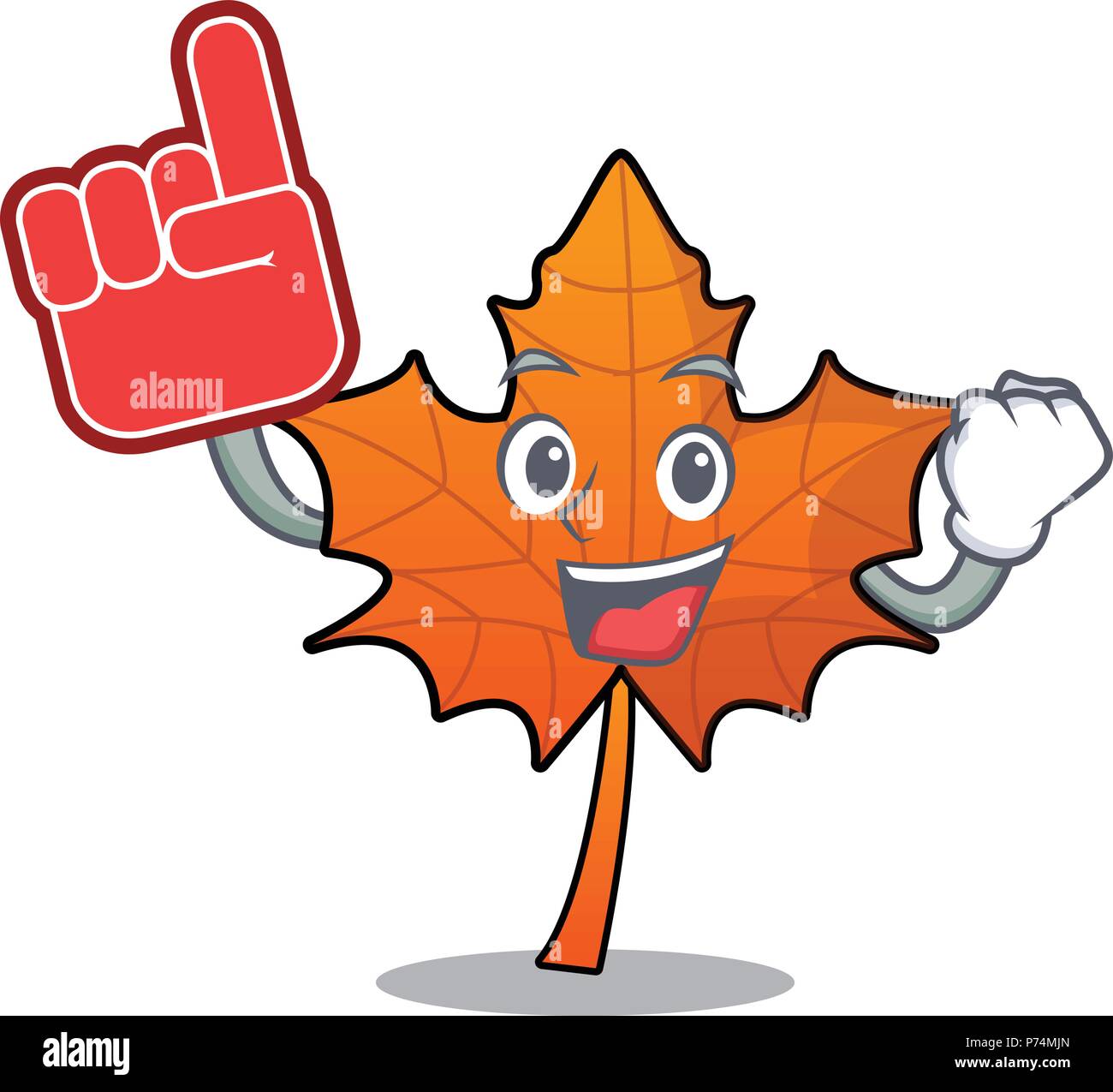 Foam finger red maple leaf mascot cartoon Stock Vector Image & Art - Alamy