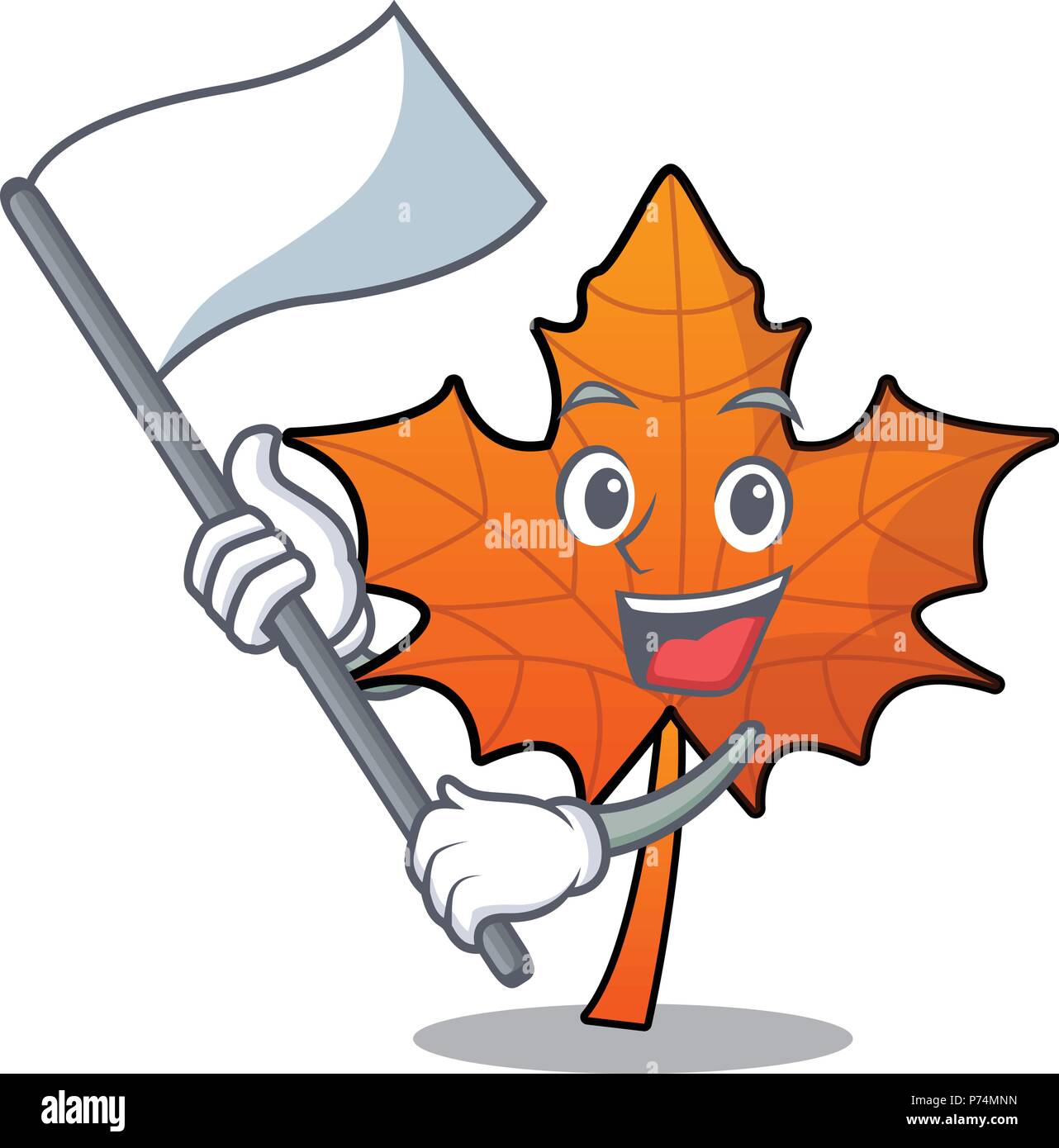 With flag red maple leaf mascot cartoon Stock Vector Image & Art - Alamy