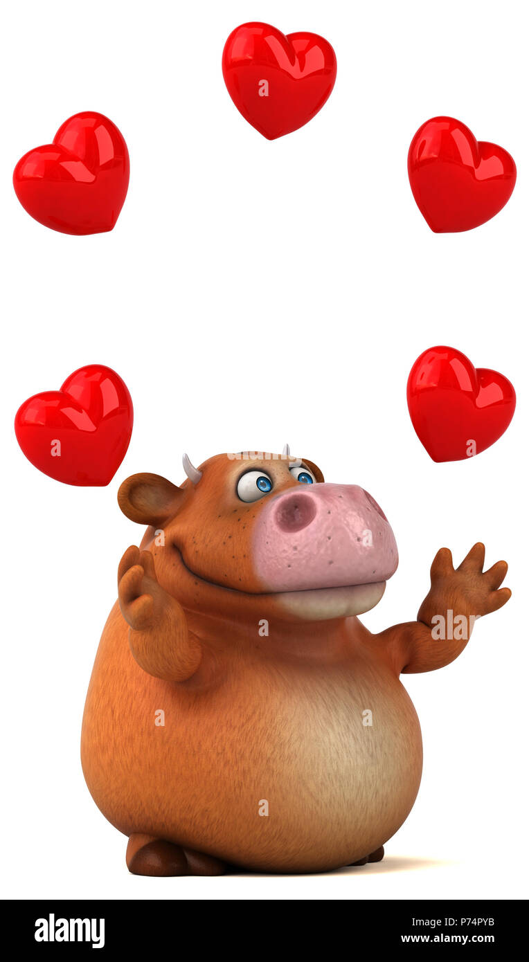 Fun cow - 3D Illustration Stock Photo - Alamy