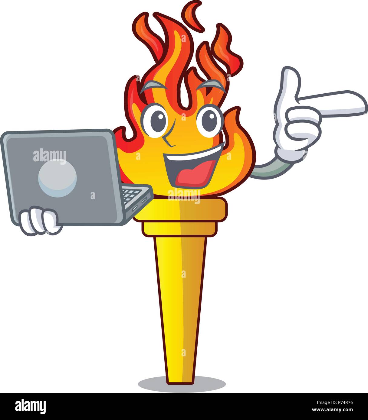 With laptop torch character cartoon style Stock Vector Image & Art - Alamy