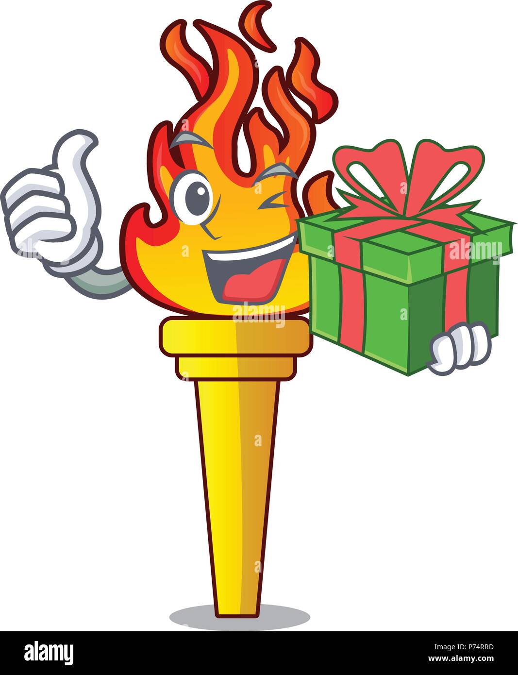 With gift torch mascot cartoon style Stock Vector Image & Art - Alamy