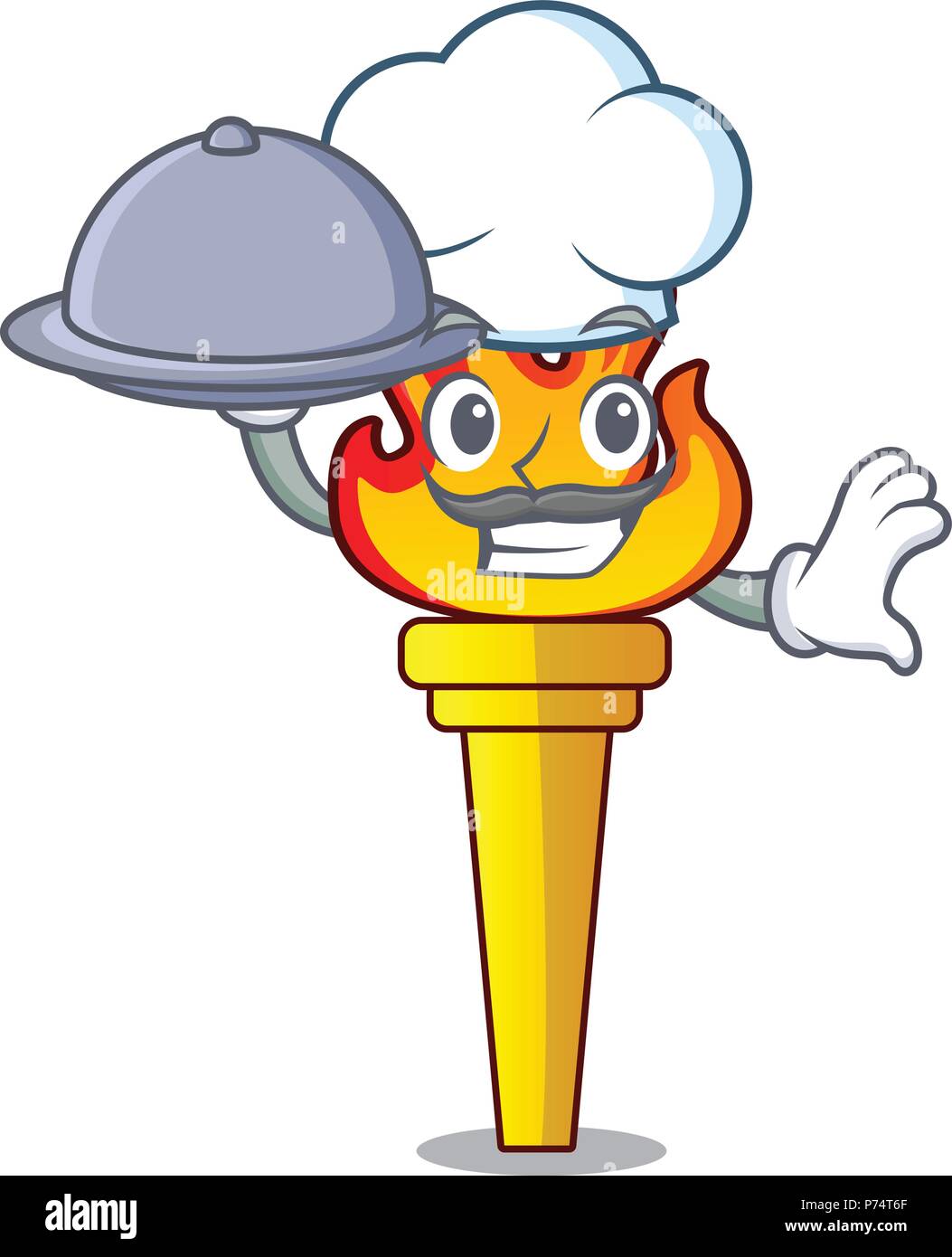 Chef with food torch mascot cartoon style Stock Vector Image & Art - Alamy