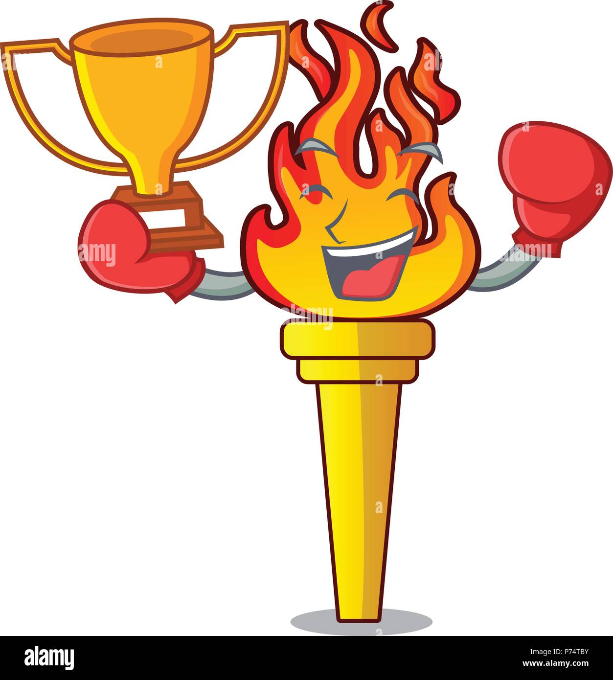 Boxing winner torch mascot cartoon style Stock Vector Image & Art - Alamy