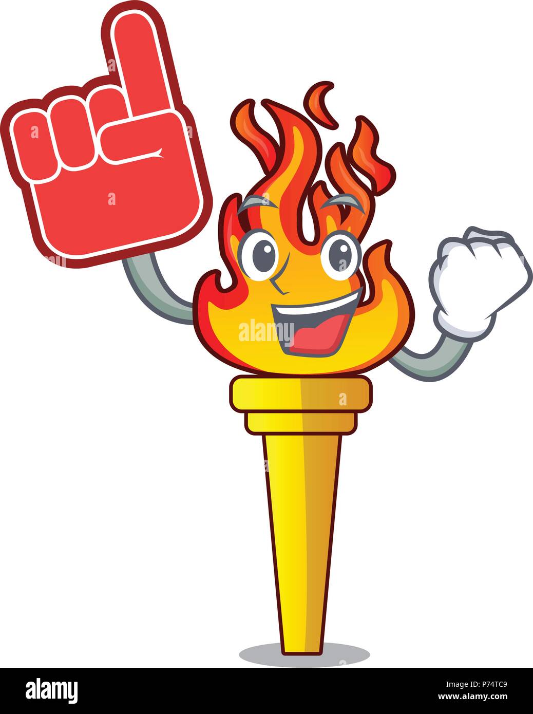 Foam finger torch mascot cartoon style Stock Vector Image & Art - Alamy